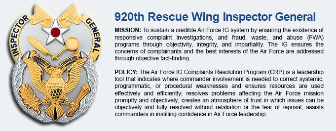 920th Rescue Wing > Units > 920th Wing Staff > Inspector General